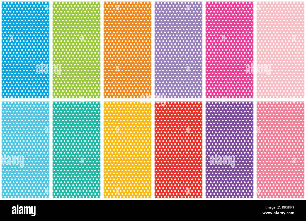 Set of small polka dots seamless pattern on bright colorful backgrounds ...