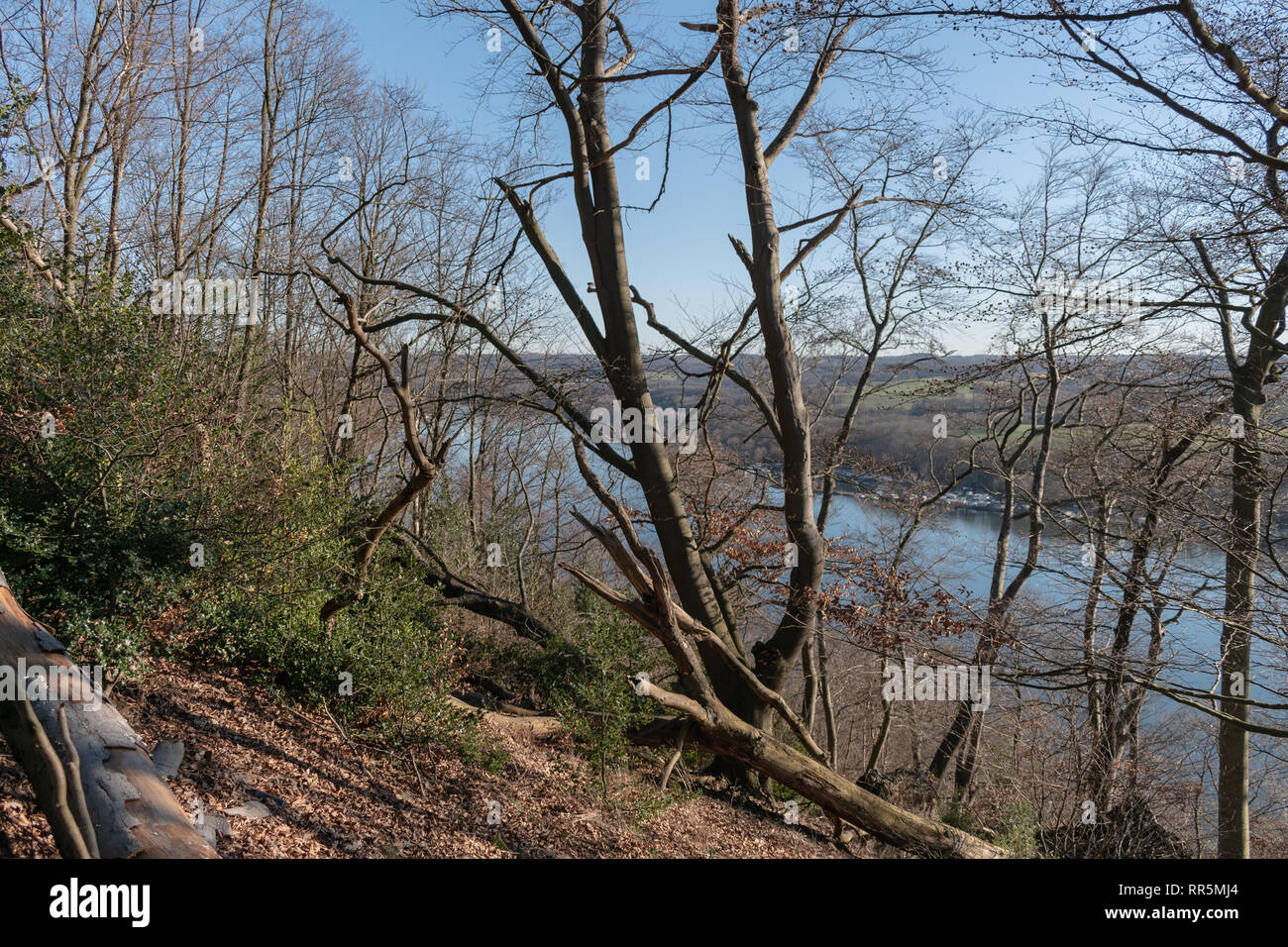 Hillside overlook of spring time river Stock Photo - Alamy