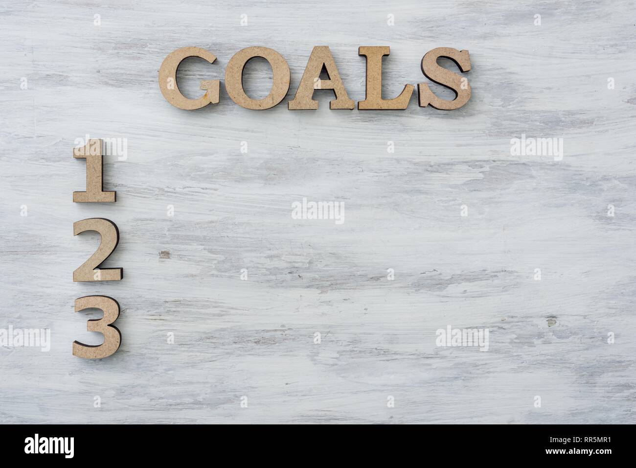 Light vintage background for text, word goals and numbers 1, 2, 3 Stock ...