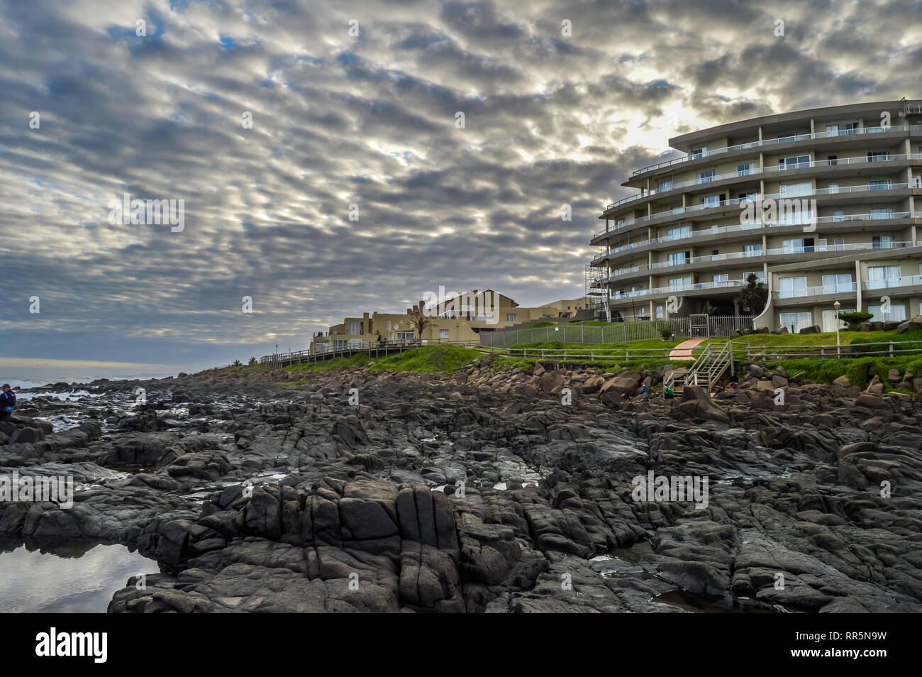 Picturesque and rocky Ballito beach landscape in north Durban , KZN ...