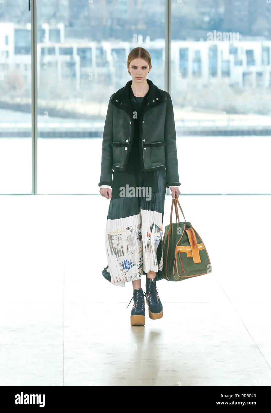 New York, NY - February 10, 2019: Model walks runway for Tory Burch ...