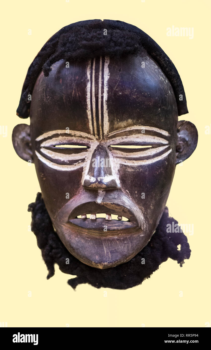 Madrid, Spain - Dec 18th, 2018: Liberian African tribal mask from Dan ...