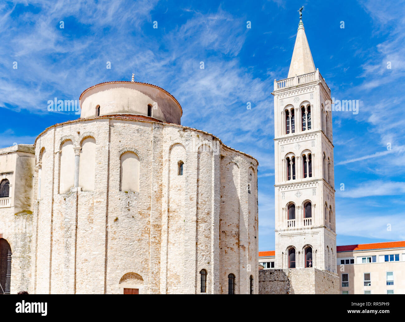 Bell tower of the zadar cathedral of st anastasia hi-res stock ...