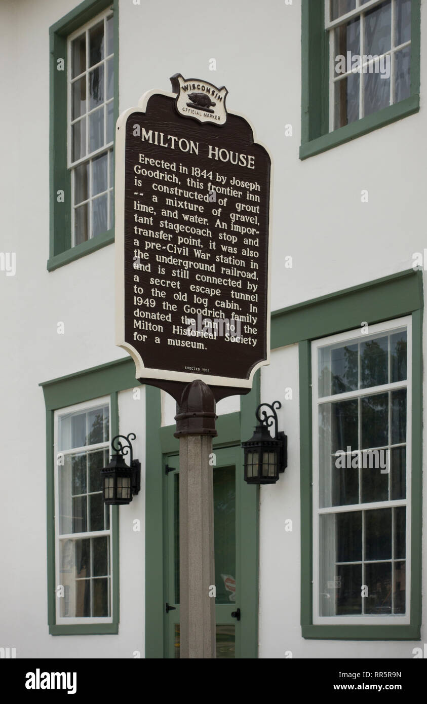 Milton House part of the underground railroad Wisconsin Stock Photo - Alamy