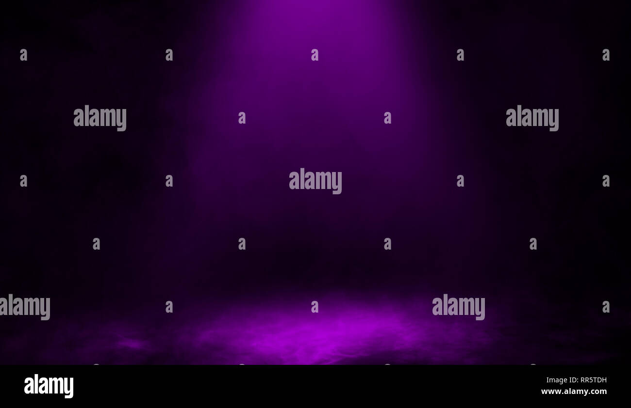 Abstract purple spotlight with smoke mist fog on black background Stock ...