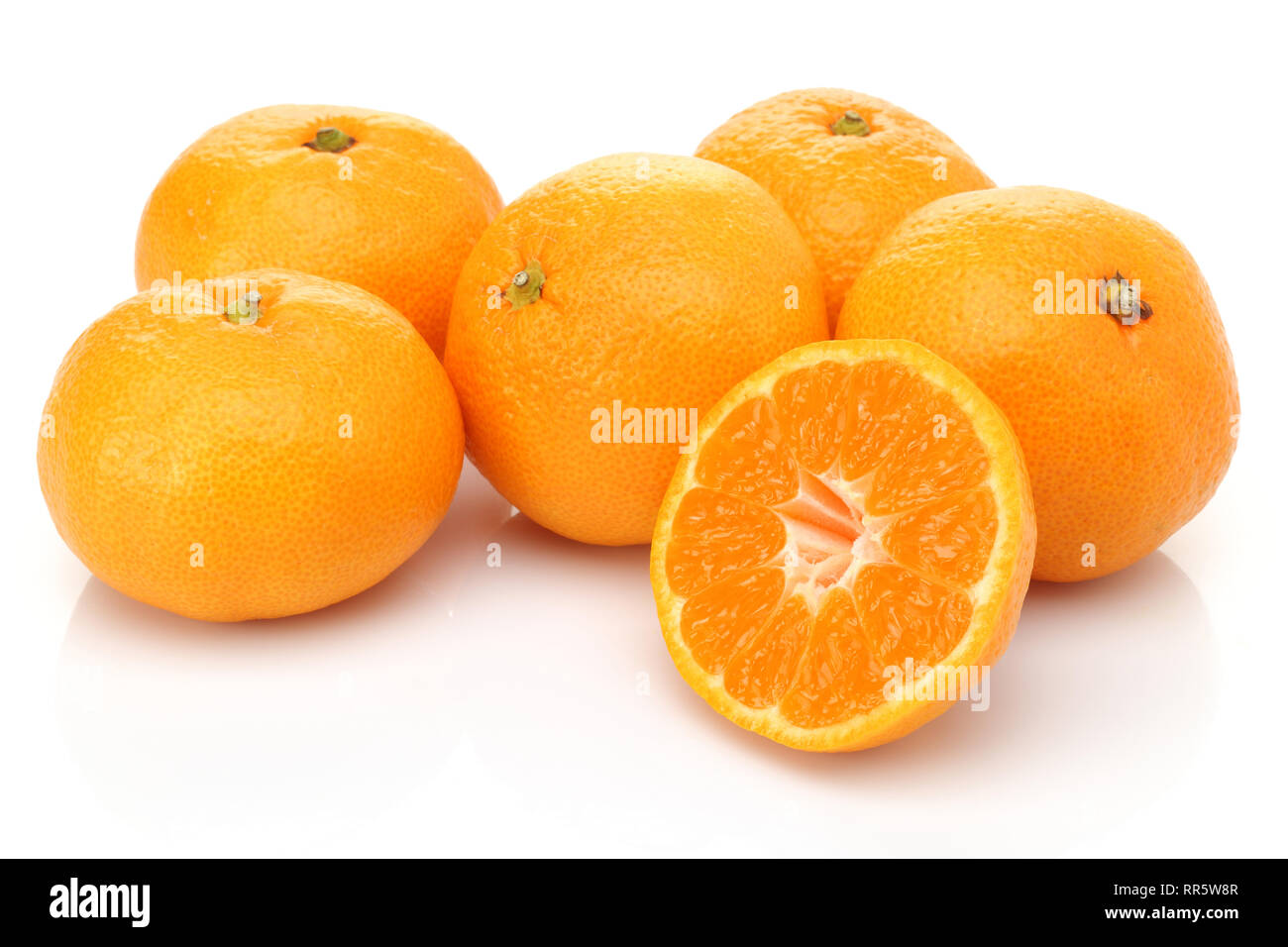 Fresh tangerine fruit with slice isolated on white background Stock ...