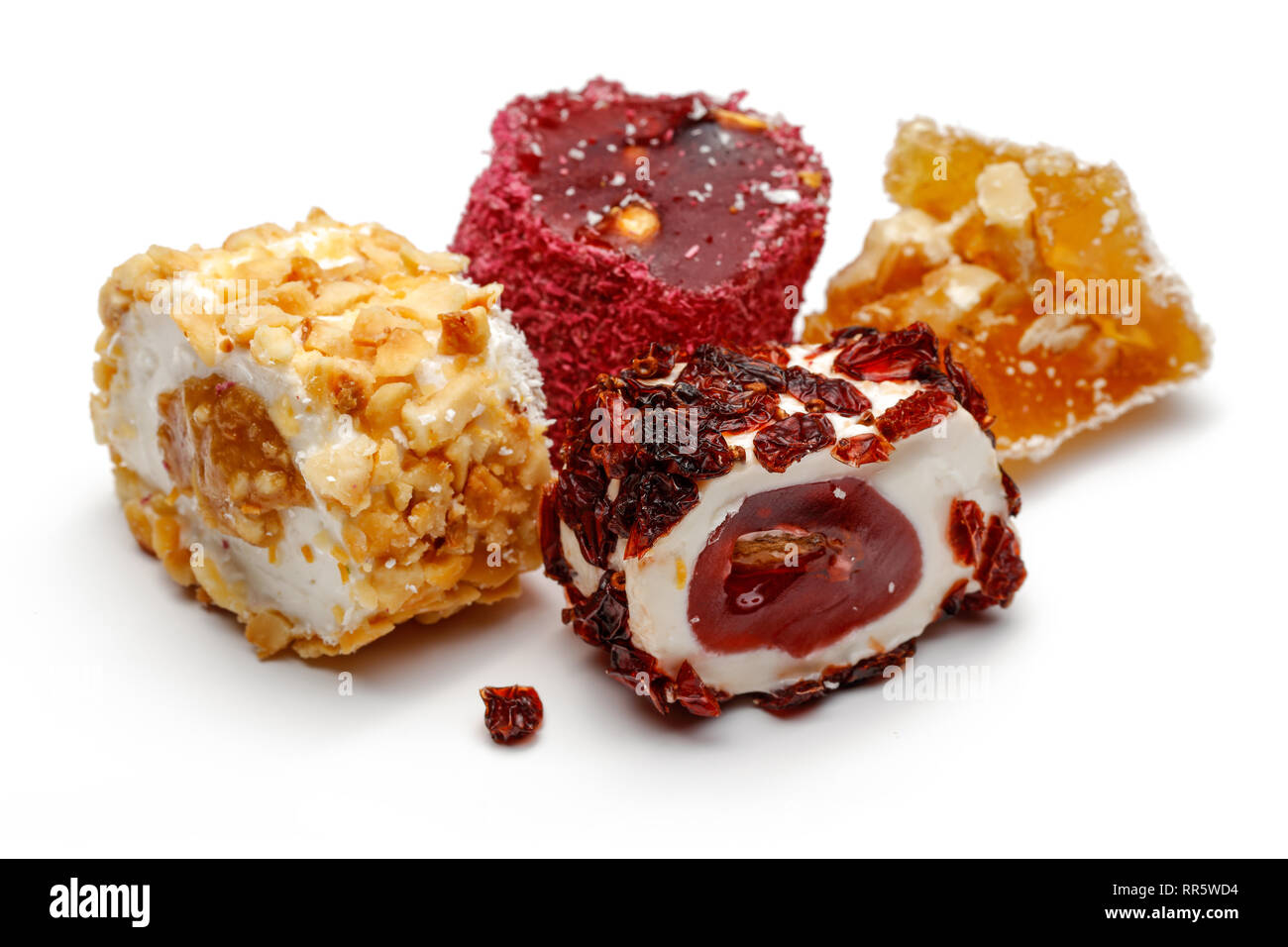 Mixed Turkish delights isolated on white background Stock Photo - Alamy