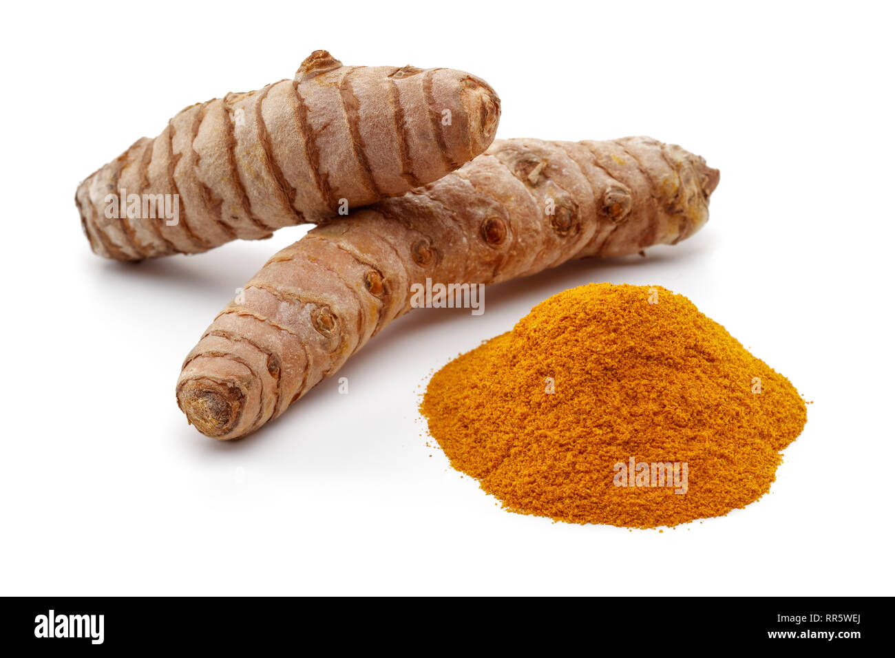 Fresh turmeric with curcuma isolated on white background Stock Photo ...