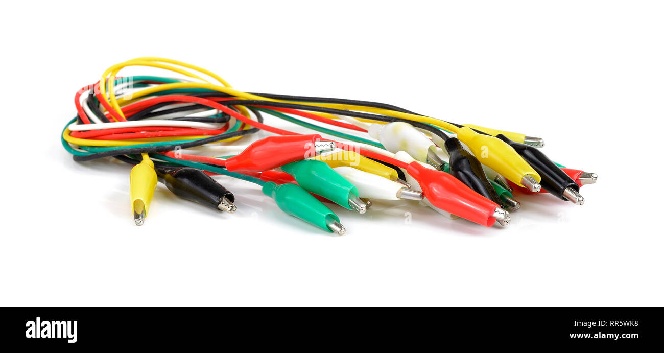 power cables for emergency charging on white background Stock Photo - Alamy