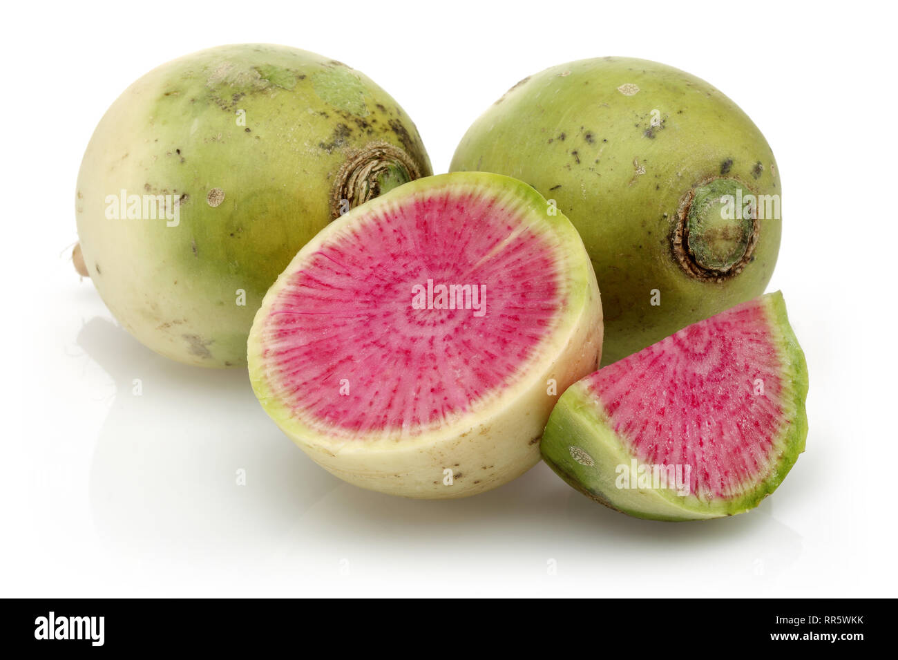 Fresh Watermelon radish with slice isolated on white background Stock ...
