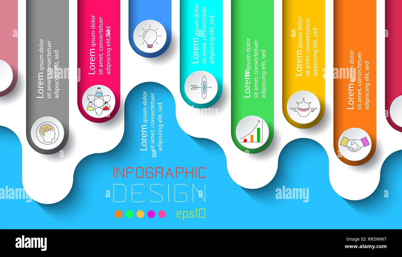 Seven labels with business icon infographics Stock Vector Image & Art ...