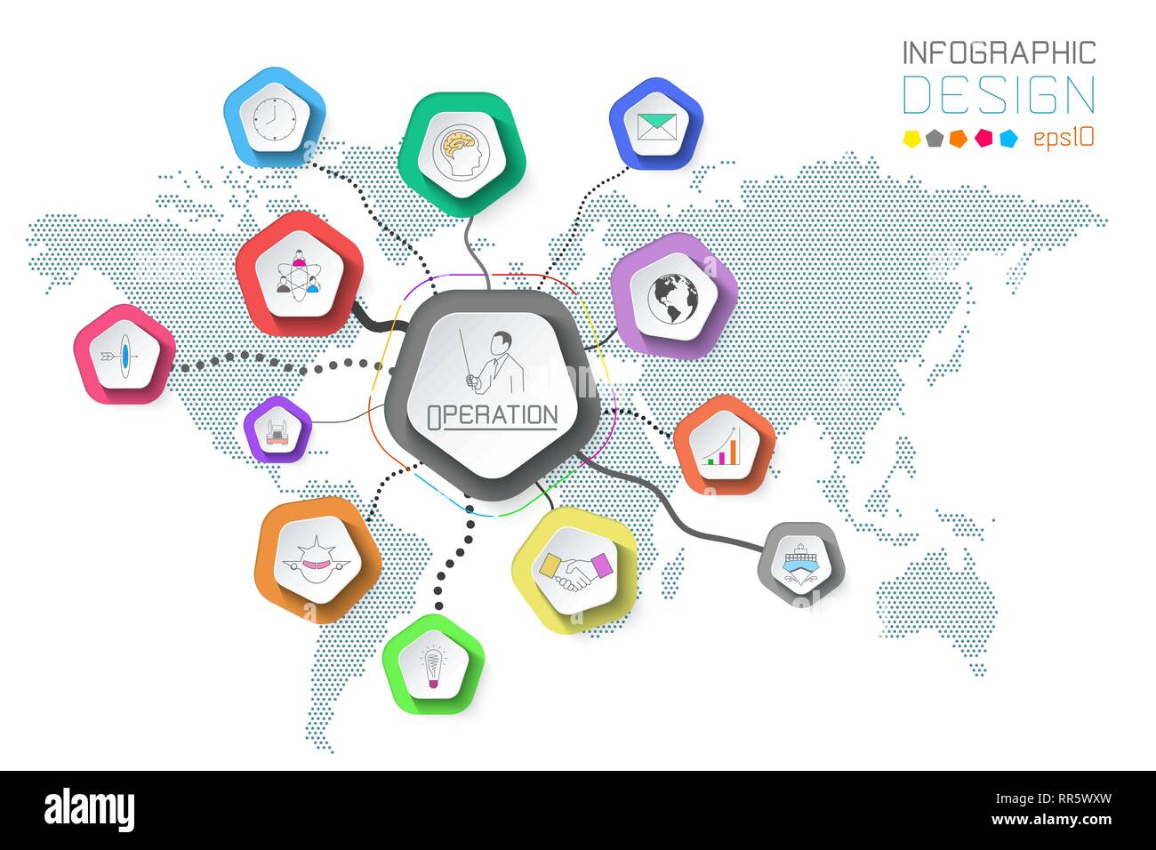 Business labels infographic on world map background Stock Vector Image ...
