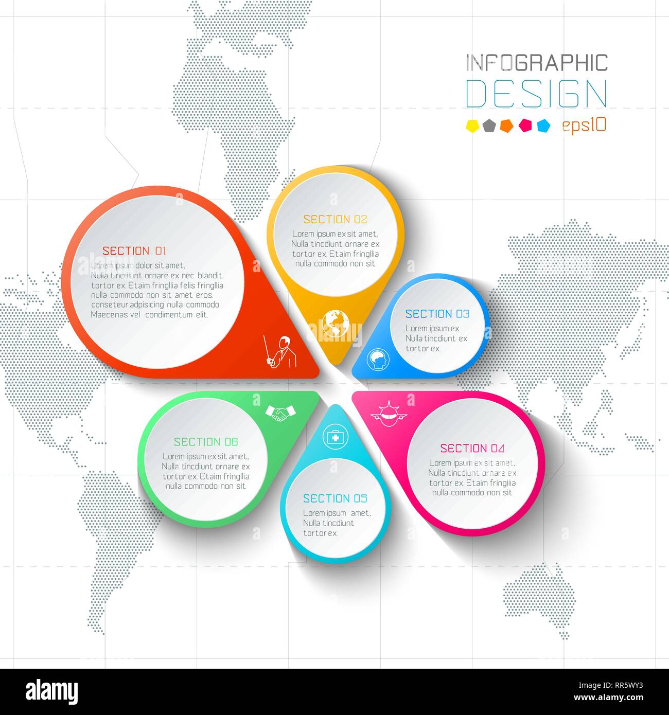 Business labels infographic on world map background Stock Vector Image ...