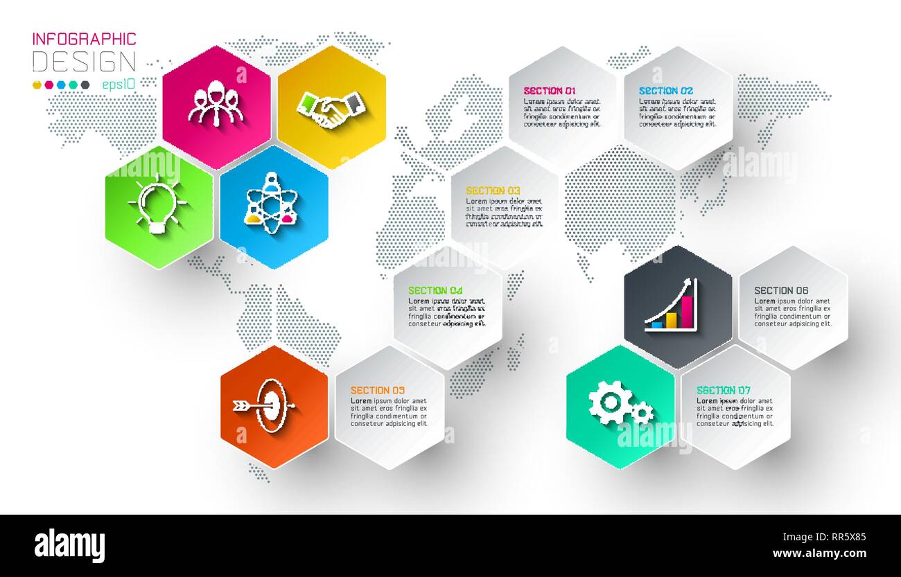 Business hexagon net labels shape infographic bar Stock Vector Image ...
