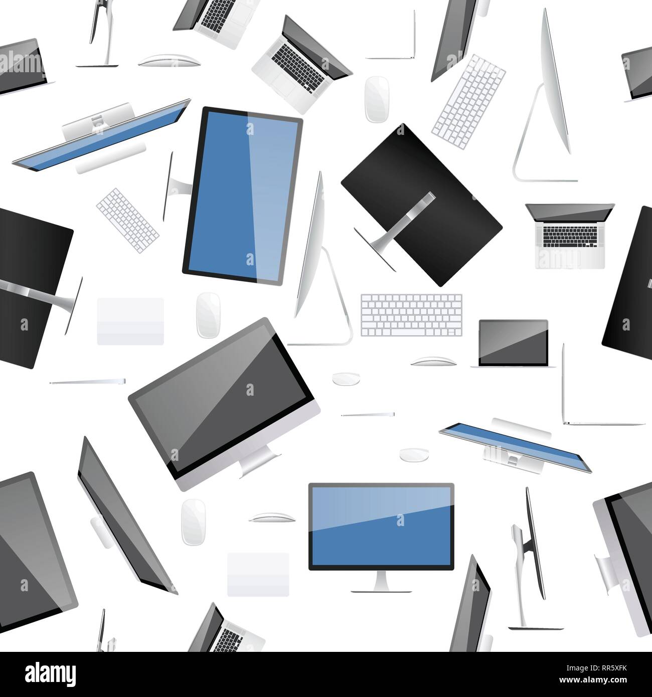 Computer collection on seamless pattern and texture background Stock ...