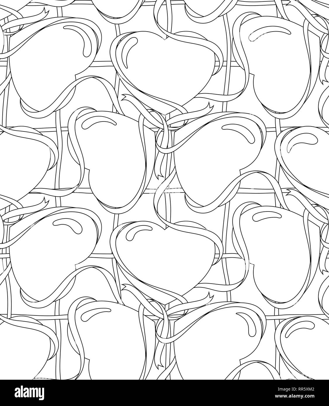 Line art heart seamless Black and White Stock Photos & Images - Alamy