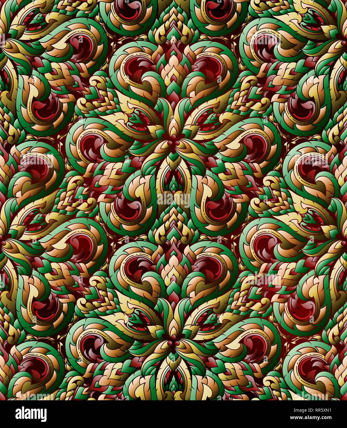 Thai traditional ethnic art abstract, on three dimensional seamless ...