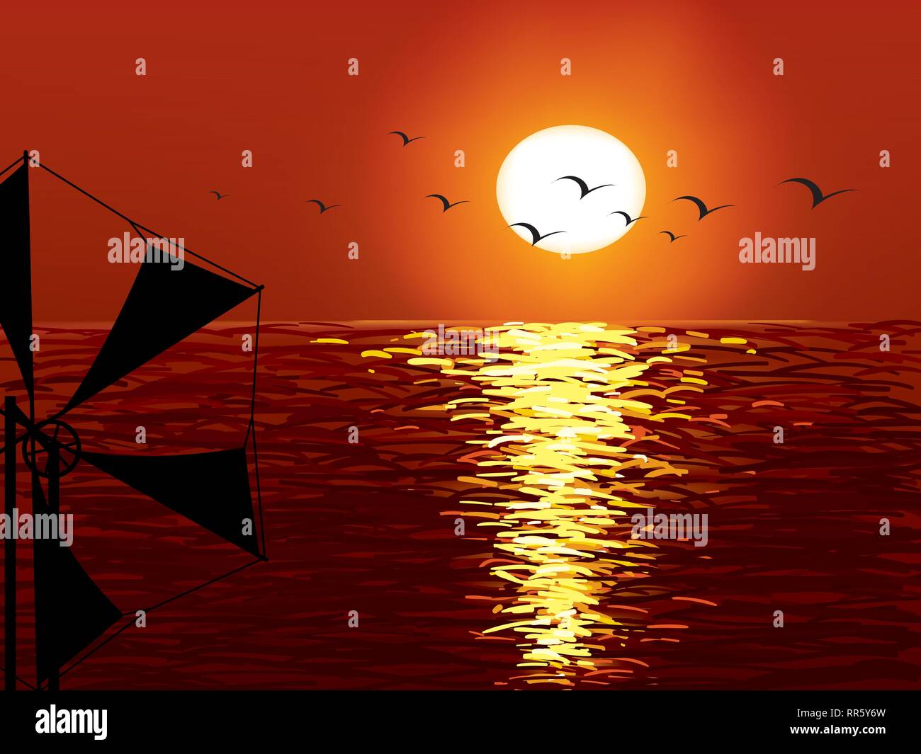 Beautiful sunset beach in Stock Vector Images - Alamy