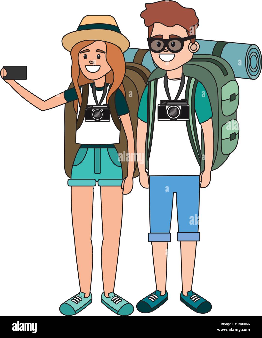 tourist couple cartoon Stock Vector Image & Art - Alamy
