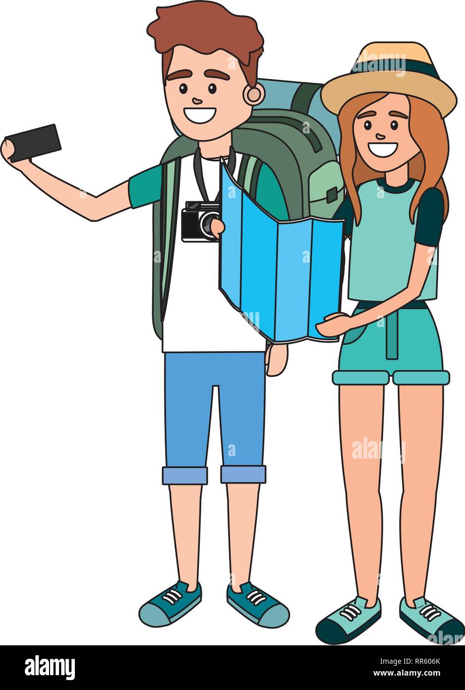 tourist couple cartoon Stock Vector Image & Art - Alamy