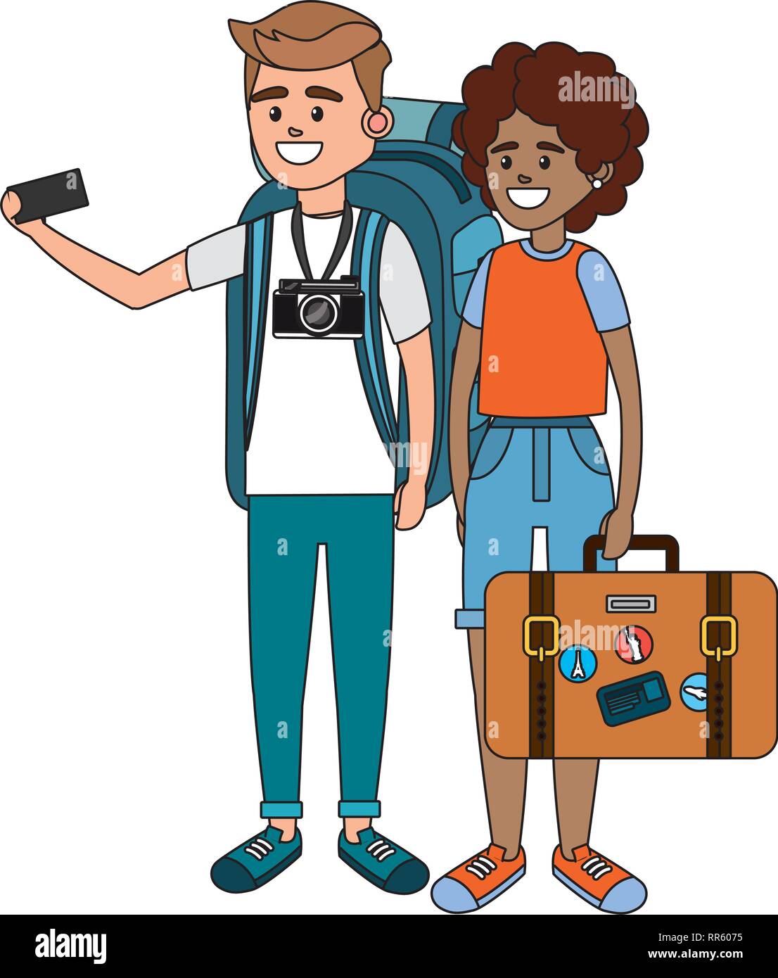 tourist couple cartoon Stock Vector Image & Art - Alamy
