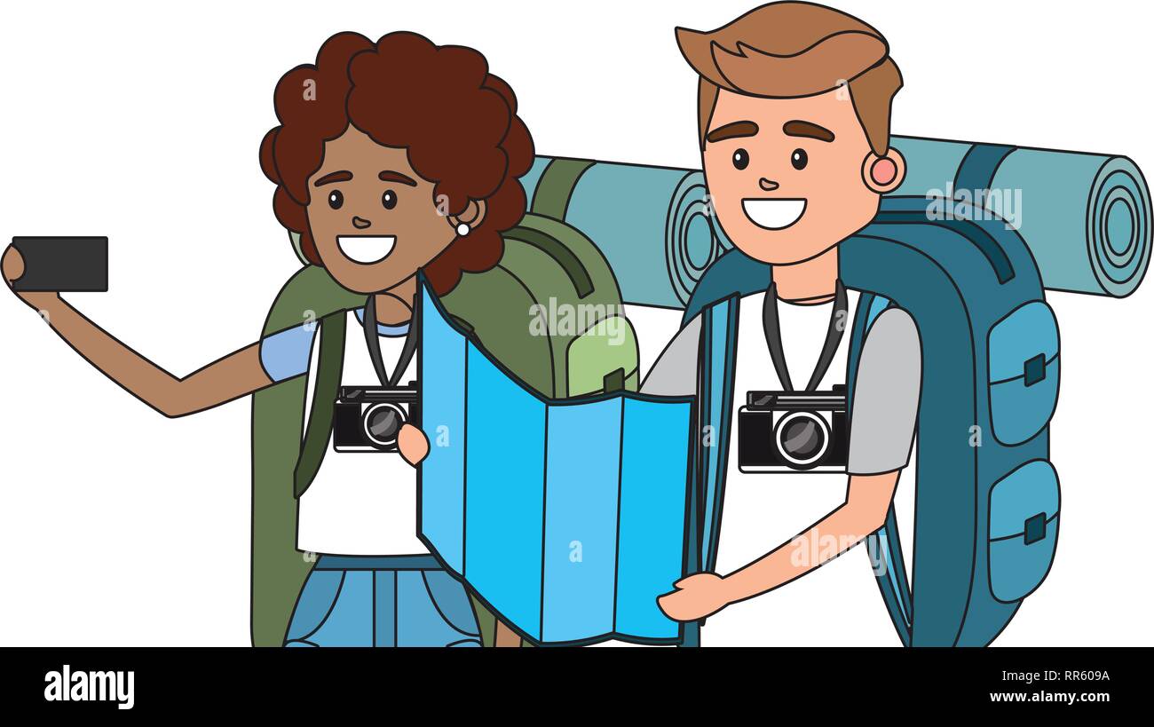 tourist couple cartoon Stock Vector Image & Art - Alamy