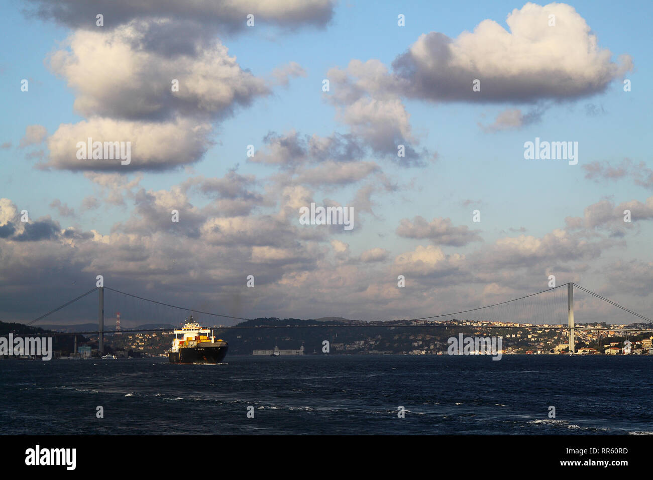 Panoramic view of Istanbul from the Bosphorus Strait. Sea cruise on the ...