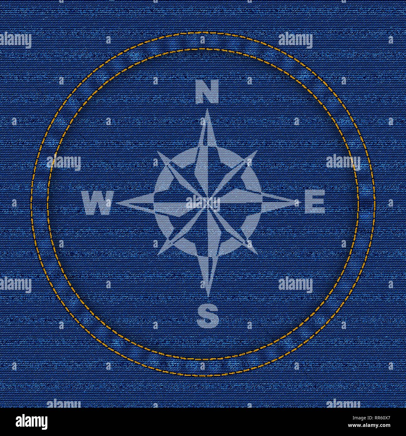 Windrose on a jeans texture background Stock Vector Image & Art - Alamy