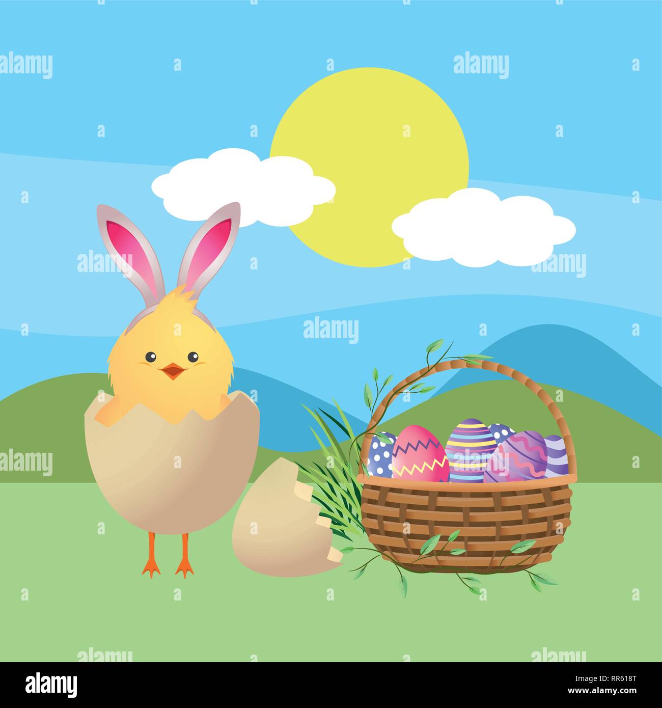easter chicken cartoon Stock Vector Image & Art - Alamy