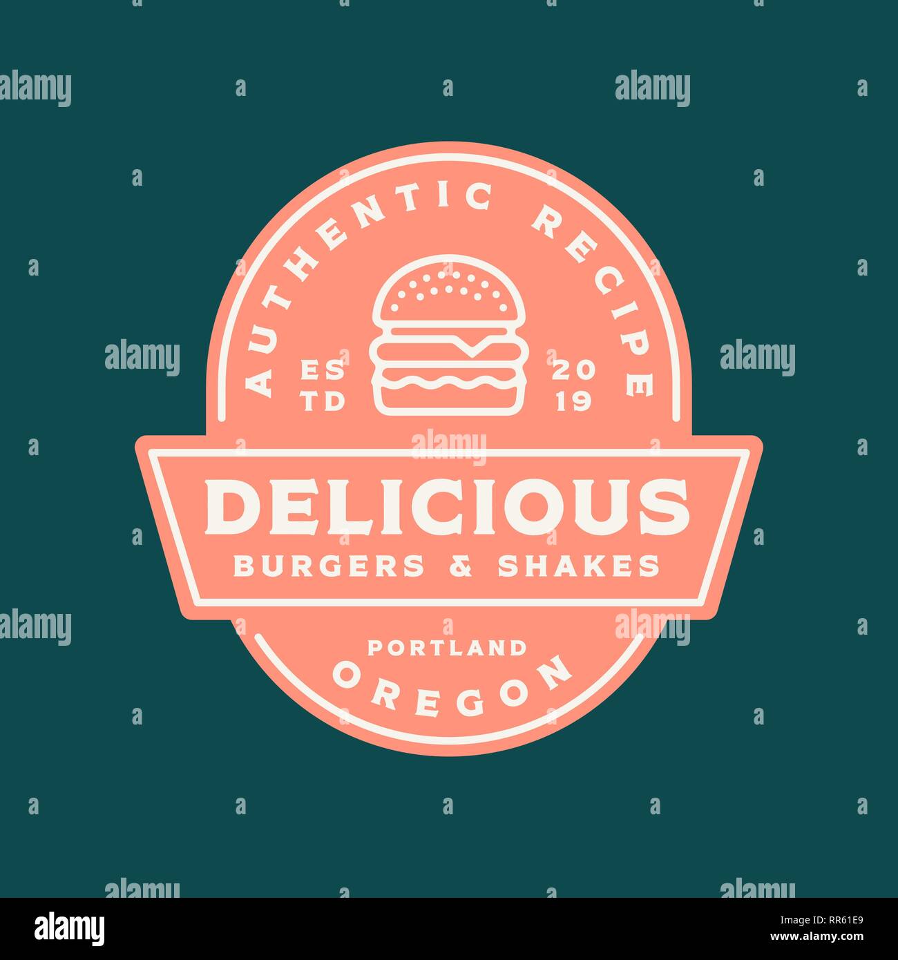 burger logo. retro styled fast food emblem, badge Stock Vector Image ...