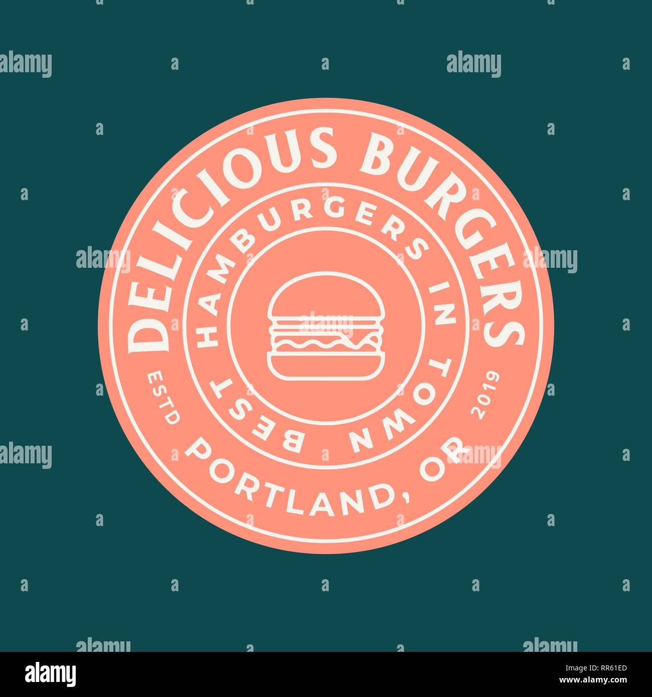 burger logo. retro styled fast food emblem, badge Stock Vector Image ...