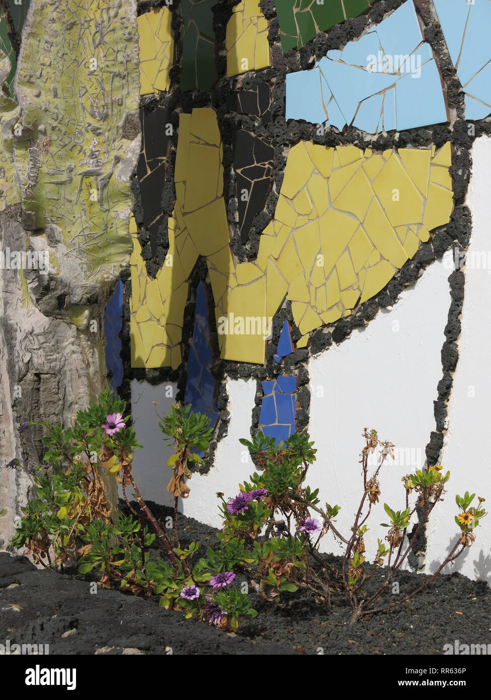 The small garden at the Cesar Manrique Foundation, Lanzarote is bounded ...