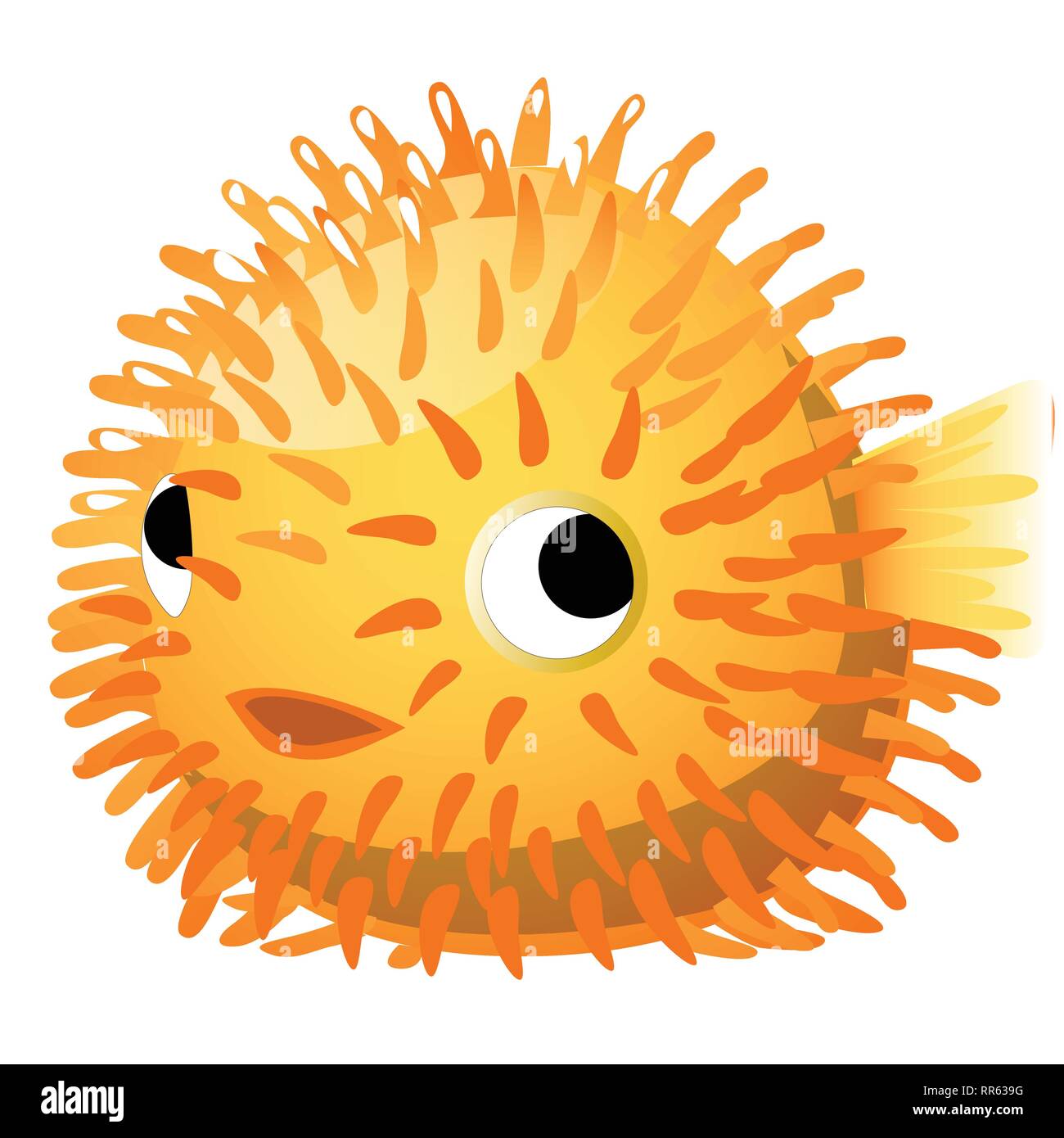 Funny toy in the form of rubber fish with spikes isolated on white ...