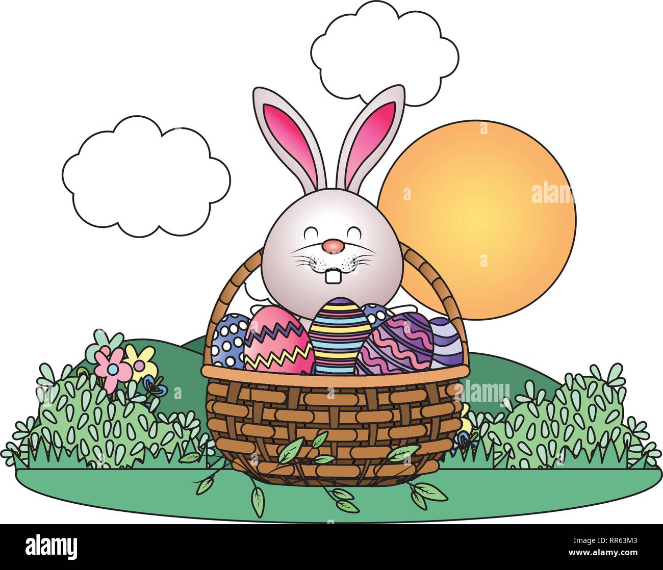 bunny with easter eggs Stock Vector Image & Art - Alamy