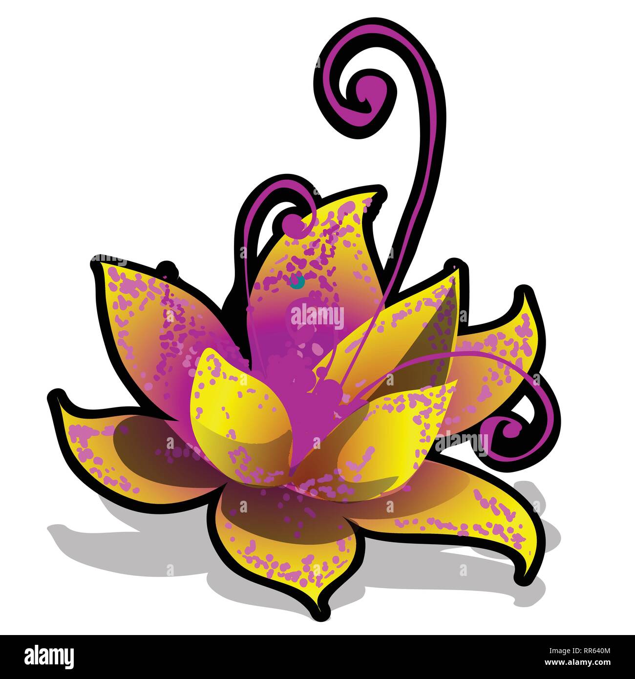 Fancy flower isolated on white background. Vector cartoon close-up ...