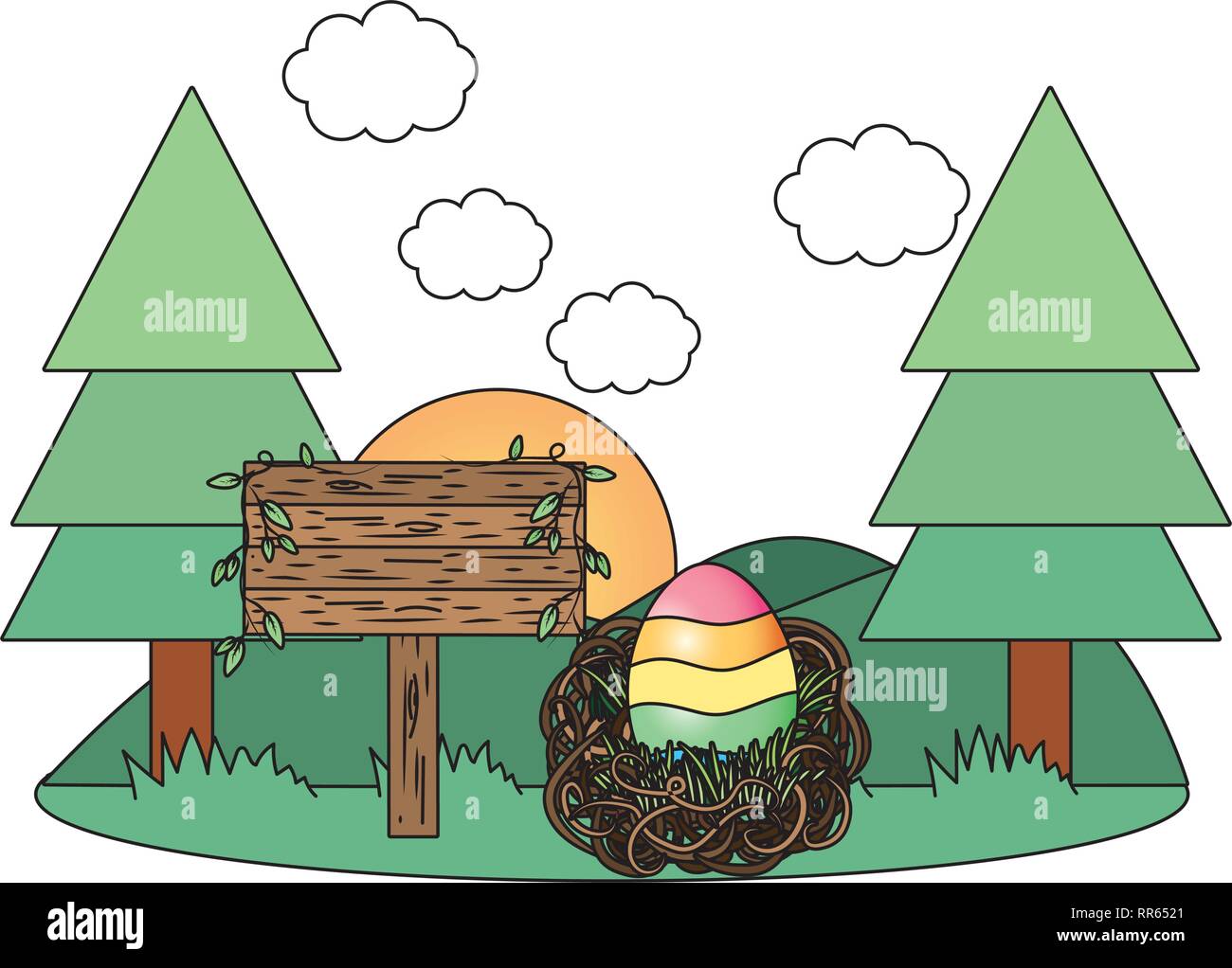 easter eggs in a nest Stock Vector Image & Art - Alamy