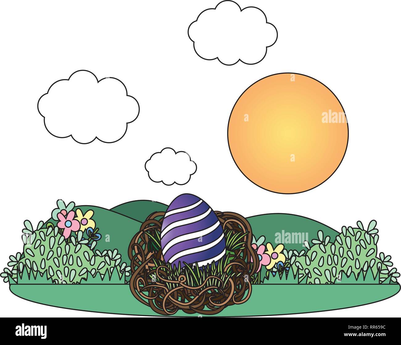 easter eggs in a nest Stock Vector Image & Art - Alamy