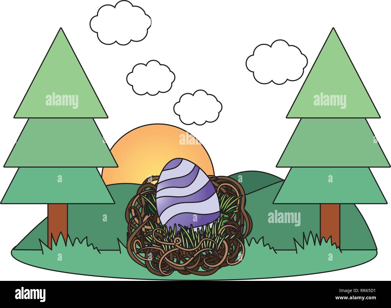 Easter holiday concept nest Stock Vector Images - Alamy