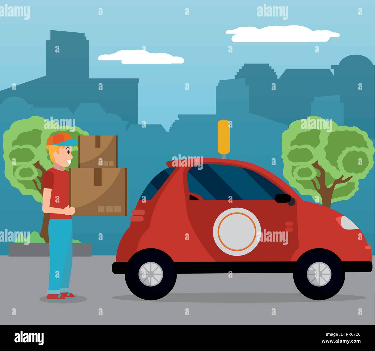 delivery service cartoon Stock Vector Image & Art - Alamy