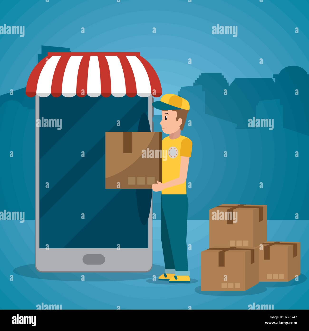 delivery service cartoon Stock Vector Image & Art - Alamy