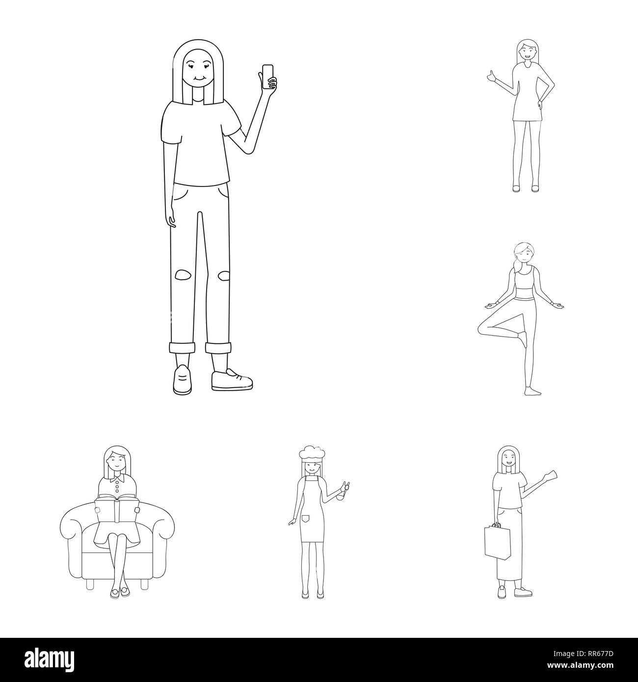 Isolated object of posture and mood icon. Collection of posture and ...