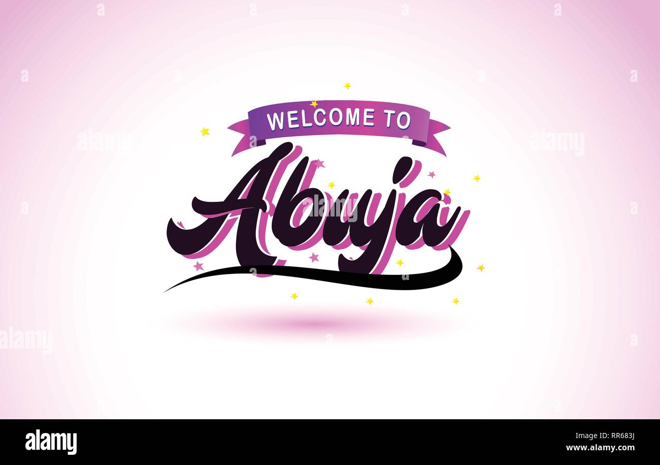 Abuja Welcome to Creative Text Handwritten Font with Purple Pink Colors ...