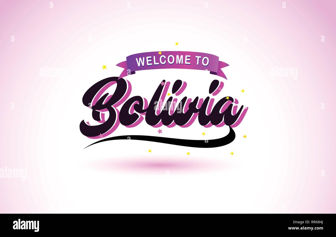 Bolivia Welcome to Creative Text Handwritten Font with Purple Pink ...