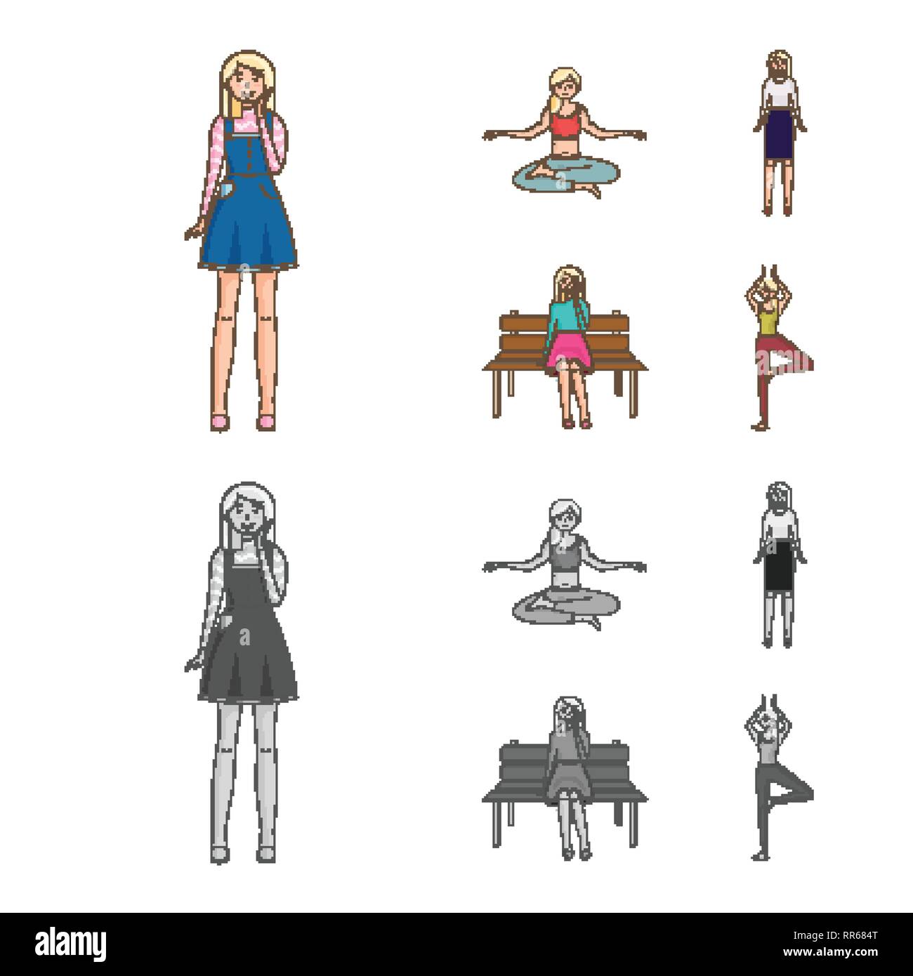 Vector illustration of posture and mood icon. Collection of posture and ...