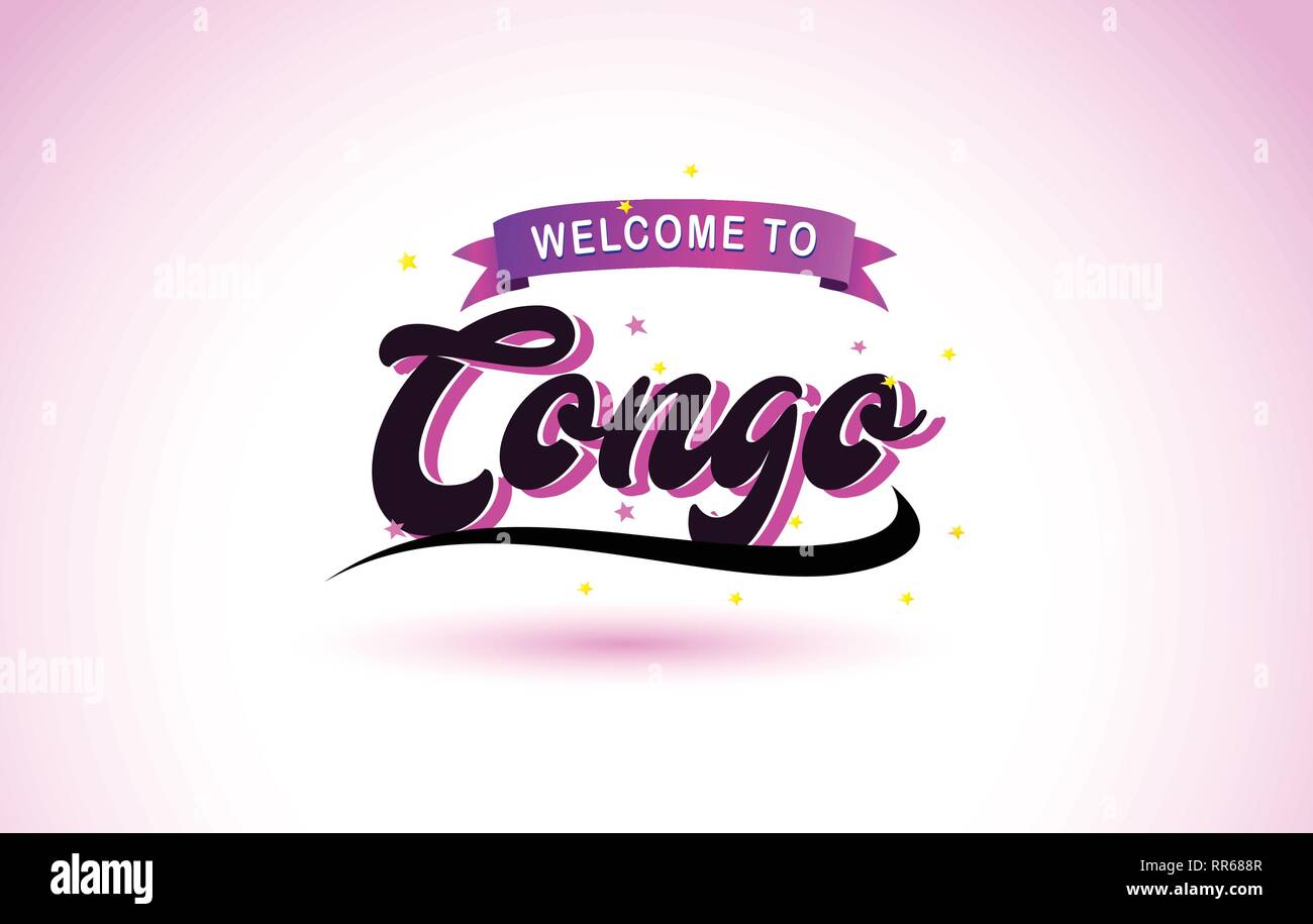 Congo Welcome to Creative Text Handwritten Font with Purple Pink Colors ...