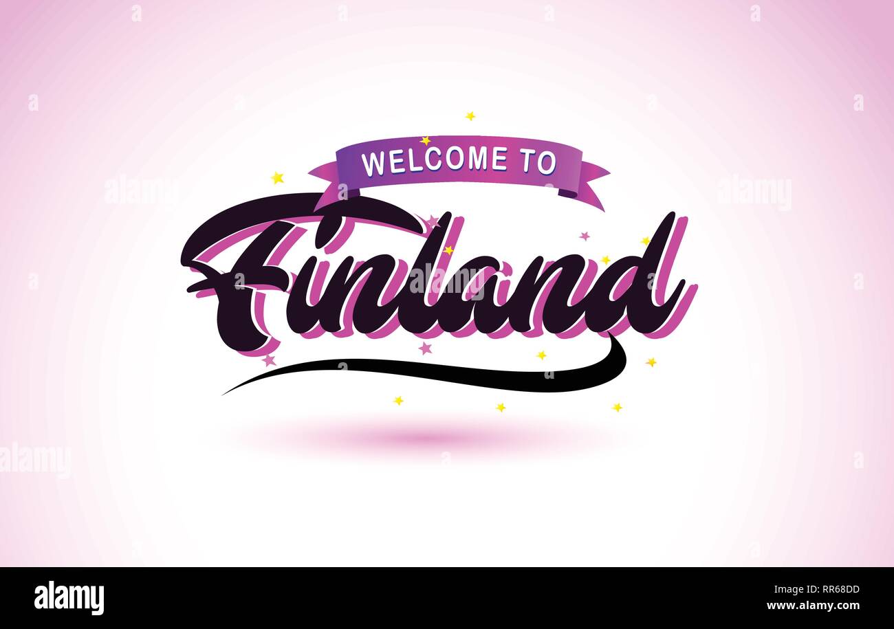 Finland Welcome to Creative Text Handwritten Font with Purple Pink ...