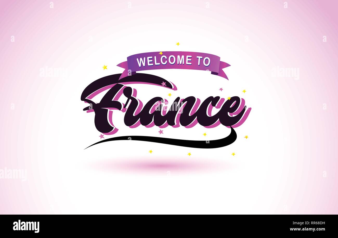 France Welcome to Creative Text Handwritten Font with Purple Pink ...