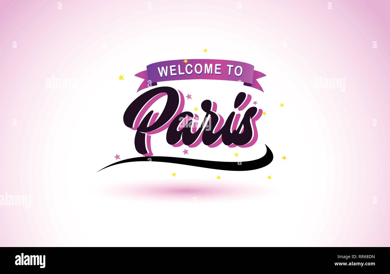 Paris Welcome to Creative Text Handwritten Font with Purple Pink Colors ...