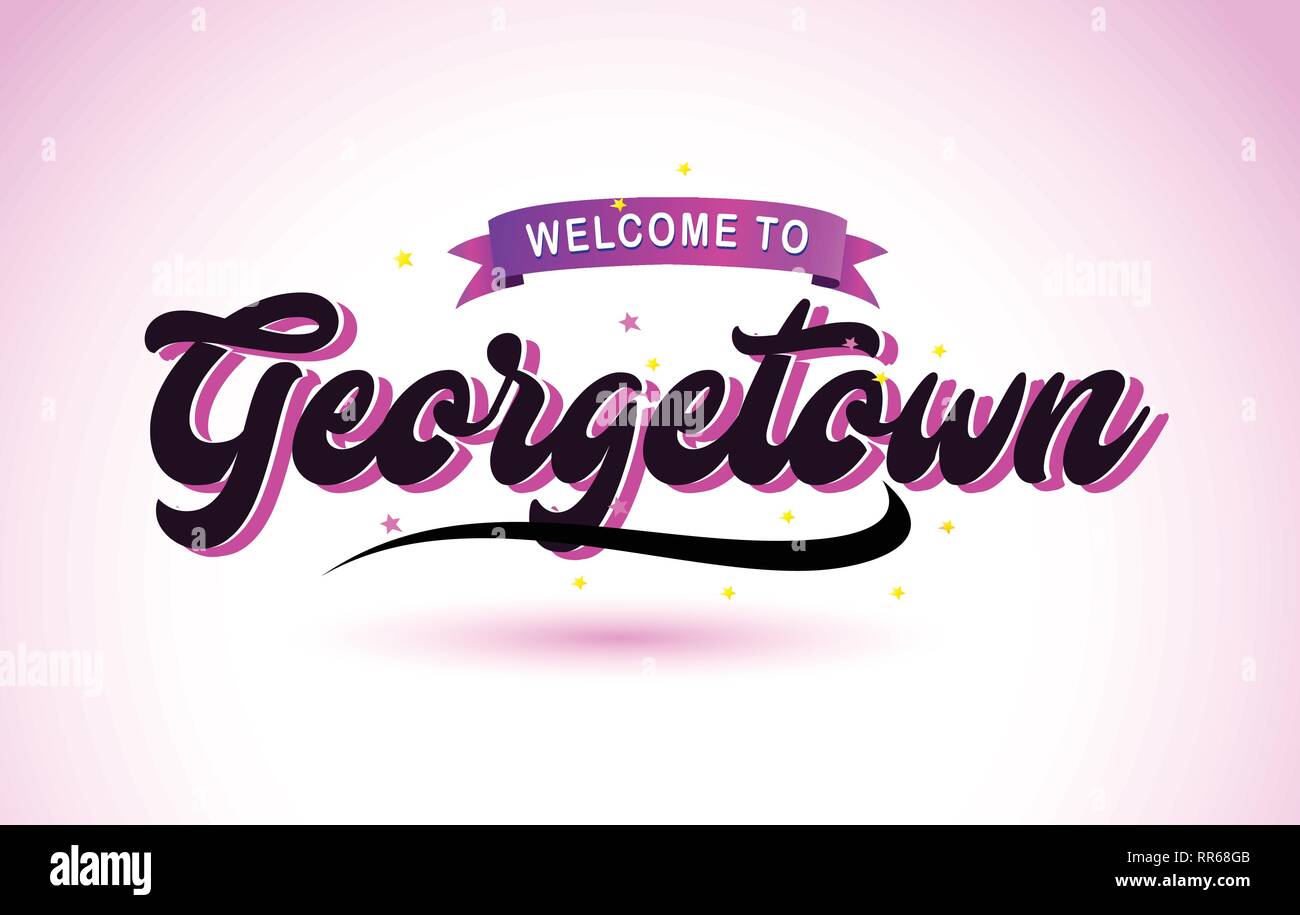 Georgetown Welcome to Creative Text Handwritten Font with Purple Pink ...