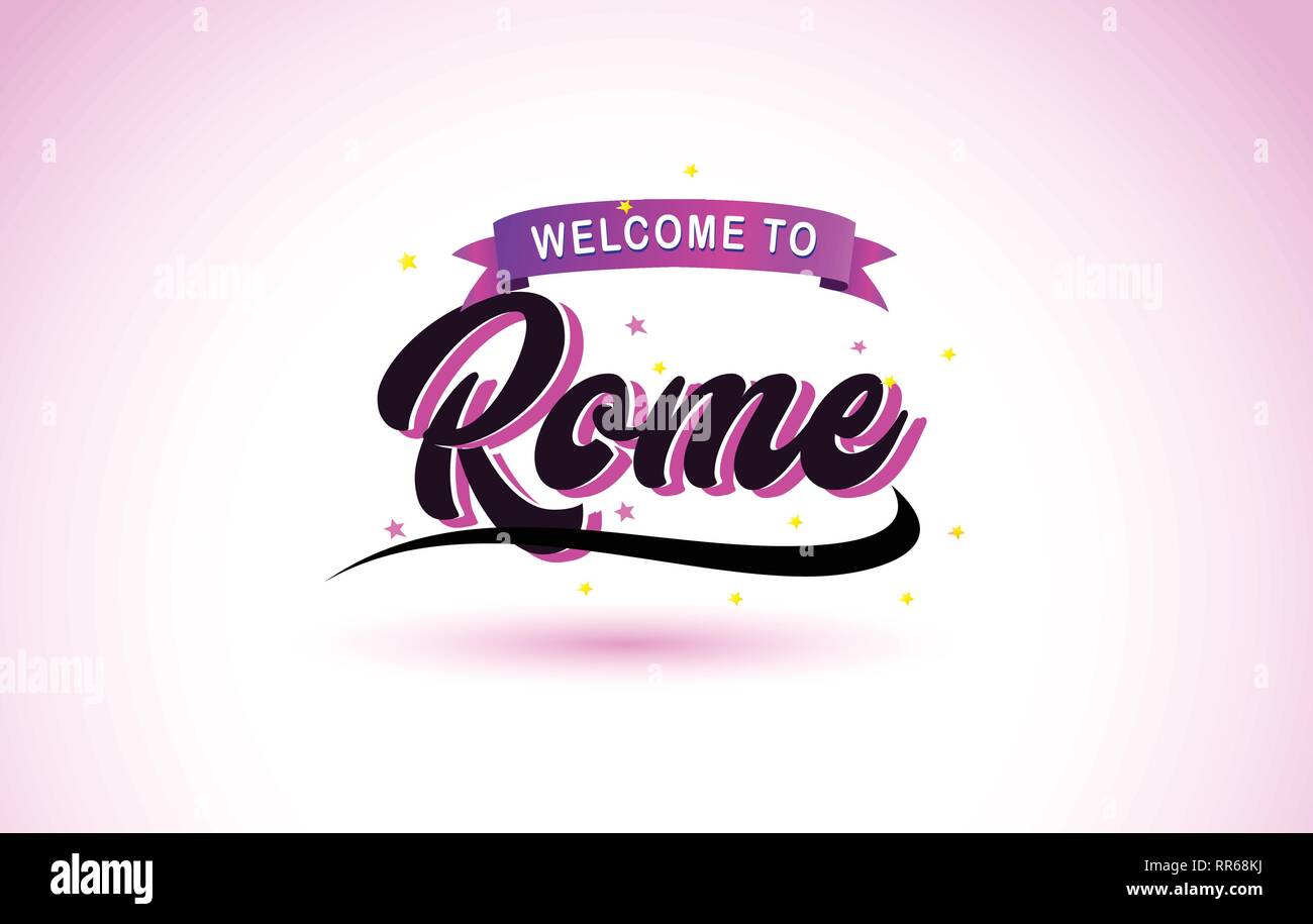 Rome Welcome to Creative Text Handwritten Font with Purple Pink Colors ...